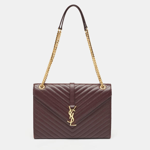 Yves Saint Laurent | Bags | Saint Laurent Burgundy Matelasse Leather ...